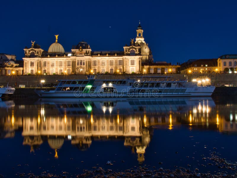Dresden view in the night stock photo. Image of evening - 156065466