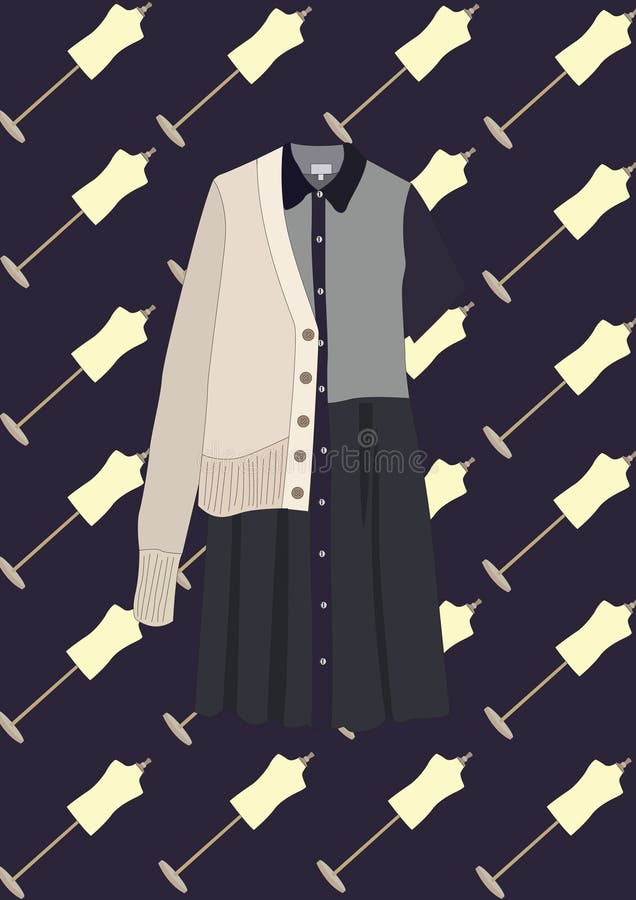 Dress with Coat. Vector Illustration Decorative Design Stock Vector ...