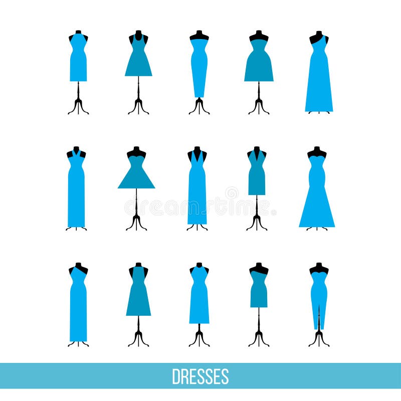 Dress Collection for Use in Design Stock Vector - Illustration of dummy ...
