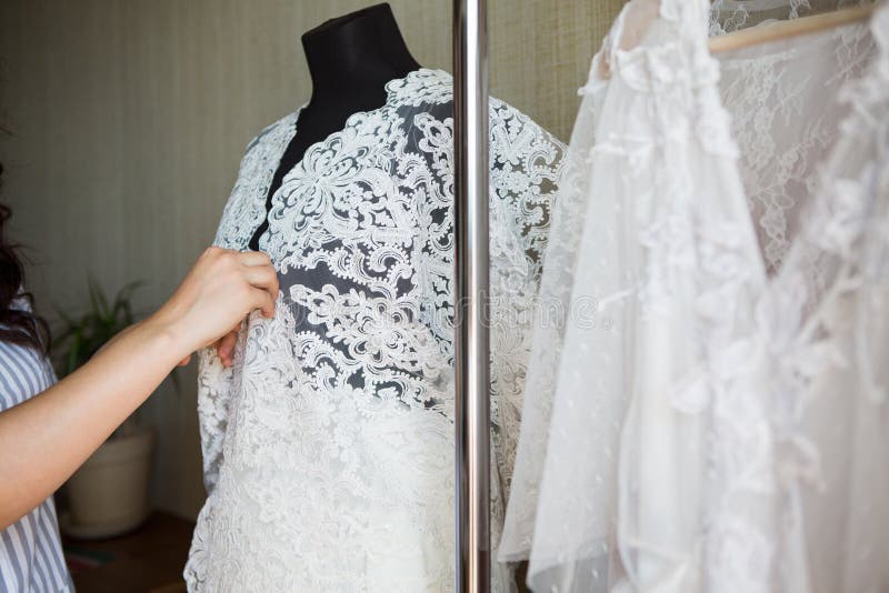Dress Designer Making Lace Wedding Dresses. Stock Image - Image of ...
