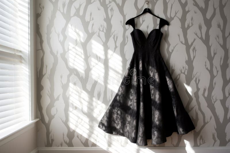 Dress with a Dramatic Shadow on a White Wall Stock Image - Image of ...