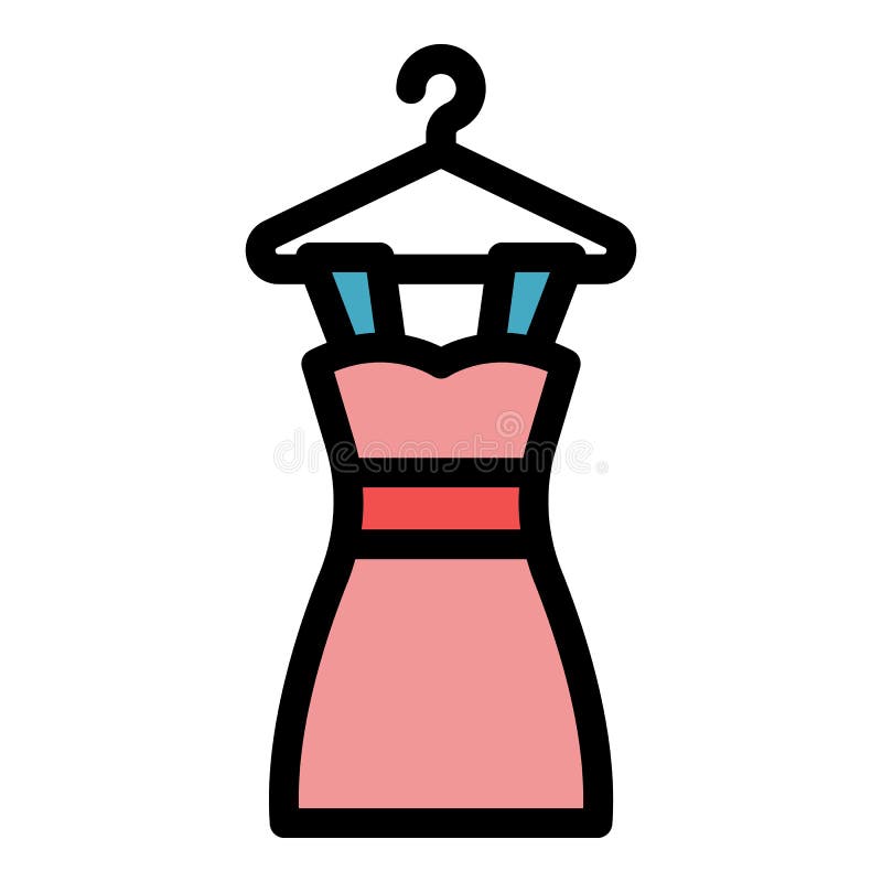 Dress on Hanger Icon Color Outline Vector Stock Vector - Illustration ...