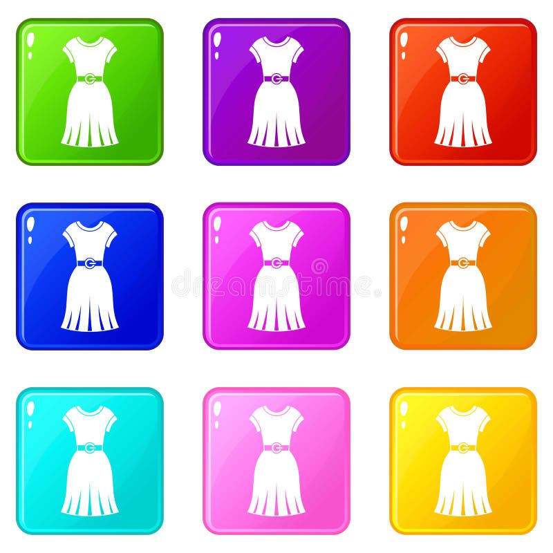 Dress icons 9 set stock vector. Illustration of pose - 96155508