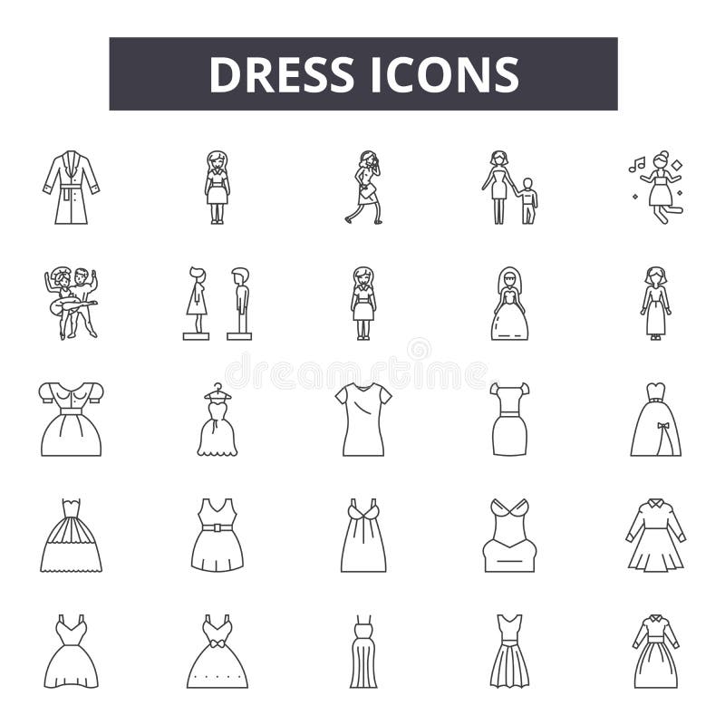 Dress Line Icons, Signs, Vector Set, Outline Illustration Concept Stock ...
