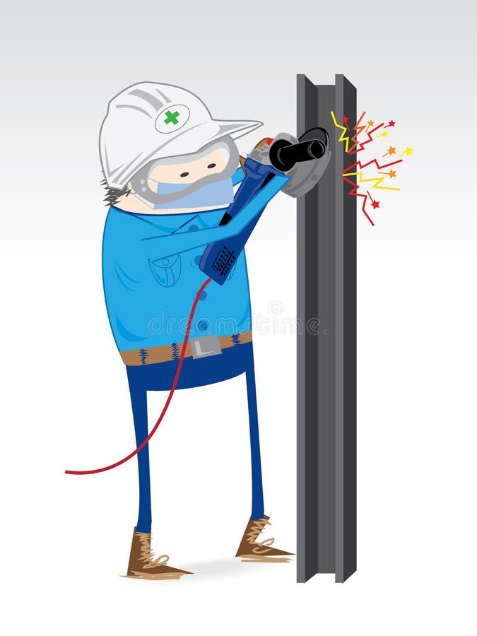 Work on Grinding Machine Flat Vector Illustration, Cartoon Worker ...