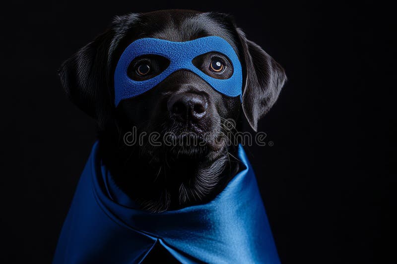 Dressed in a Blue Cape and Mask, the Black Labrador Dog is a Superhero ...
