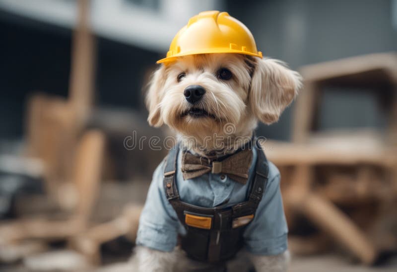 Dressed dog builder stock illustration. Illustration of protection ...