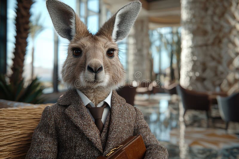 Dressed Up Kangaroo in a Suit and Tie Stock Illustration - Illustration ...