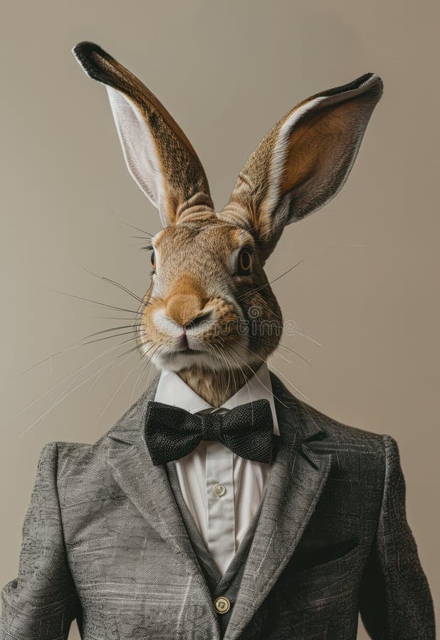 Dressed Up Rabbit in a Suit and Bow Tie Stock Illustration ...