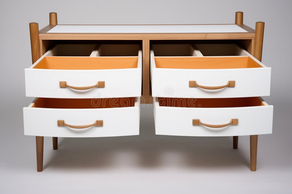 Dresser with Empty Drawers and Open Top Surface Stock Image - Image of ...