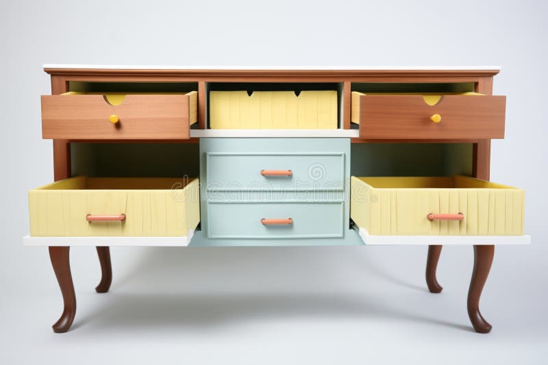 Dresser with Empty Drawers and Open Top Surface Stock Photo - Image of ...