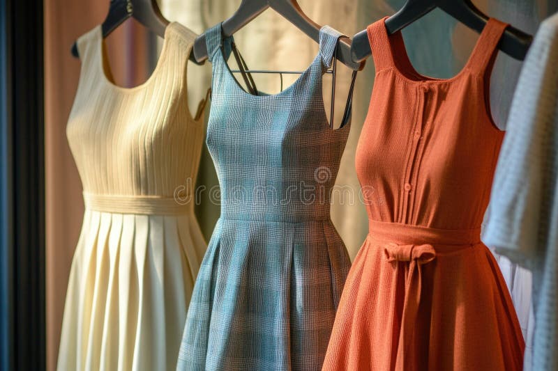 Dresses Displayed on a Clothing Rack, Ready for Shopping or Display ...
