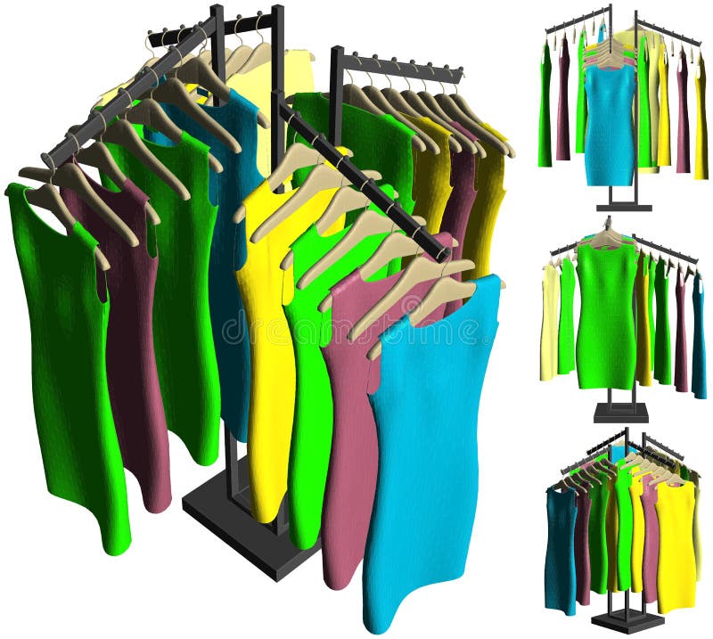 Dresses Rack Vector 01. Illustration Isolated on White Background ... Dresses Rack Vector 01. Illustration Isolated on White Background ...