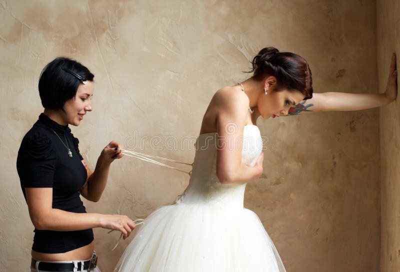 Bride dressing up stock image. Image of beautiful, expectation - 24040911