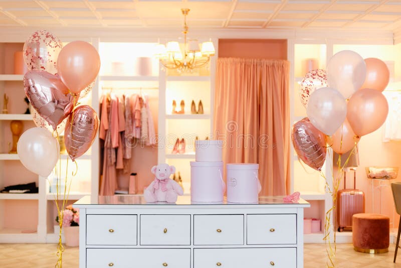 Dressing Room, Changing Room, Clothes Rack in Pink and Peach Colors ...