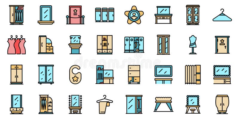 Sport Dressing Room Icons Set Vector Outline Stock Vector ...