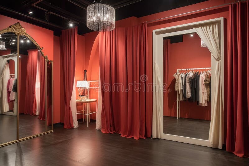 Dressing Room Mirror Reflecting the Stores Interior Stock Illustration ...