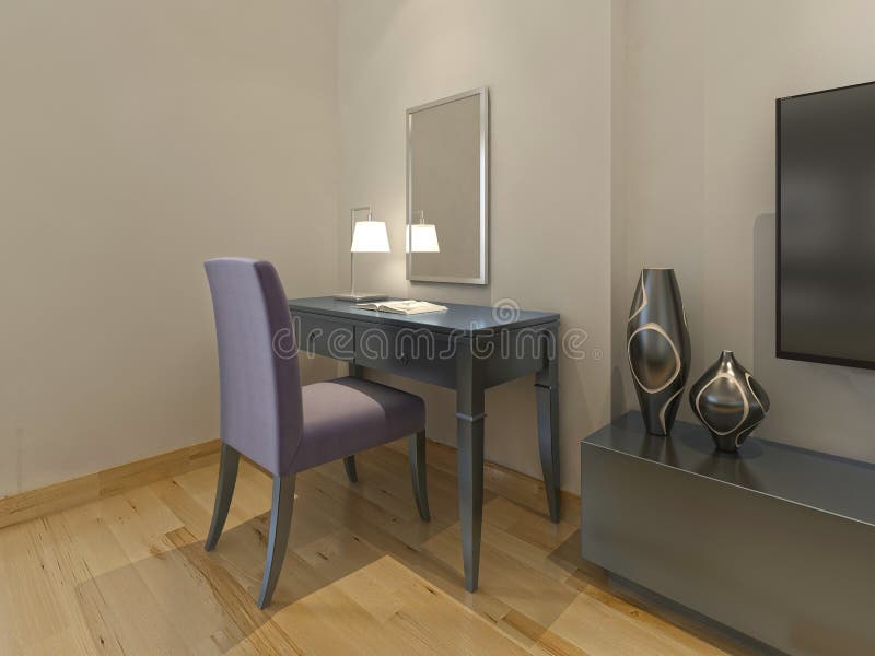 Dressing Table with Chair and Mirror in Modern Hotel Room. Stock ...