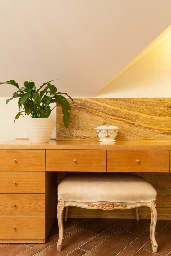 Dressing Table with Fancy Chair Stock Photo - Image of property, house ...
