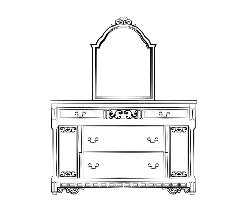 Dressing table with mirror stock vector. Illustration of home - 71777888