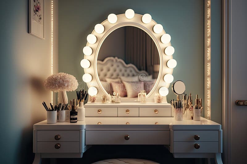 Dressing Table with Mirror and Lighting, Ideal for Applying Makeup ...