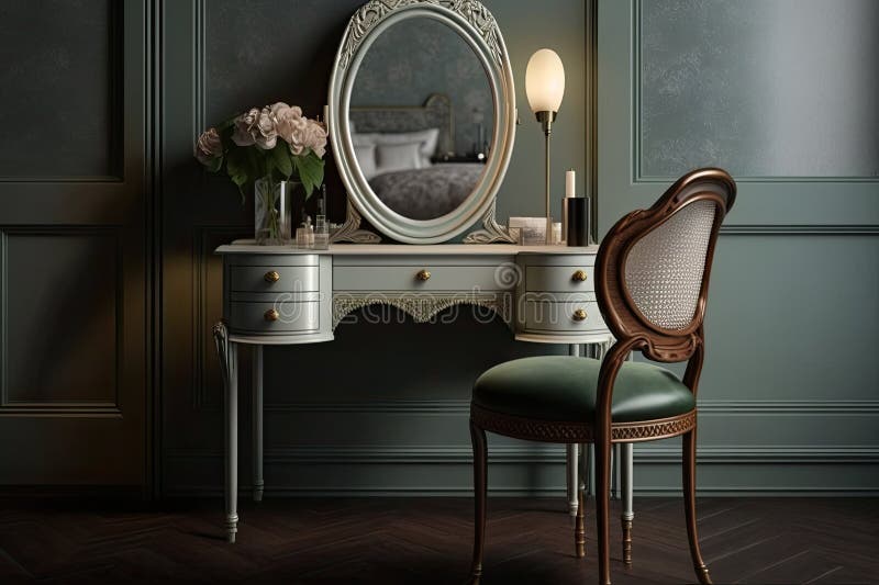 Dressing Table with Mirror and Makeup Chair, Showcasing the Versatility ...