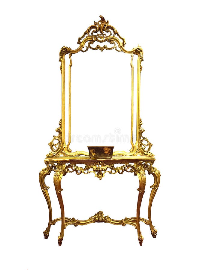 Dressing Tables,beautiful Classic Golden Commode. Isolated on White ...