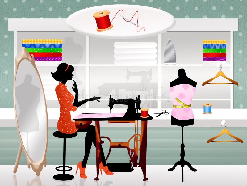 Dressmaker stock illustration. Illustration of sewing - 37687888