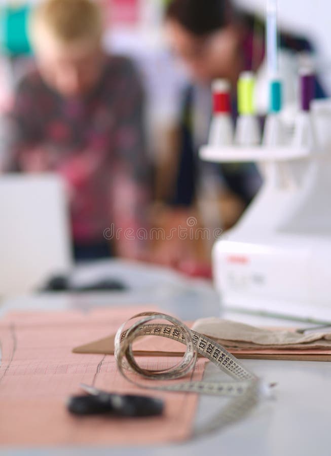 Dressmaker Designing Clothes Pattern on Paper Stock Image - Image of ...