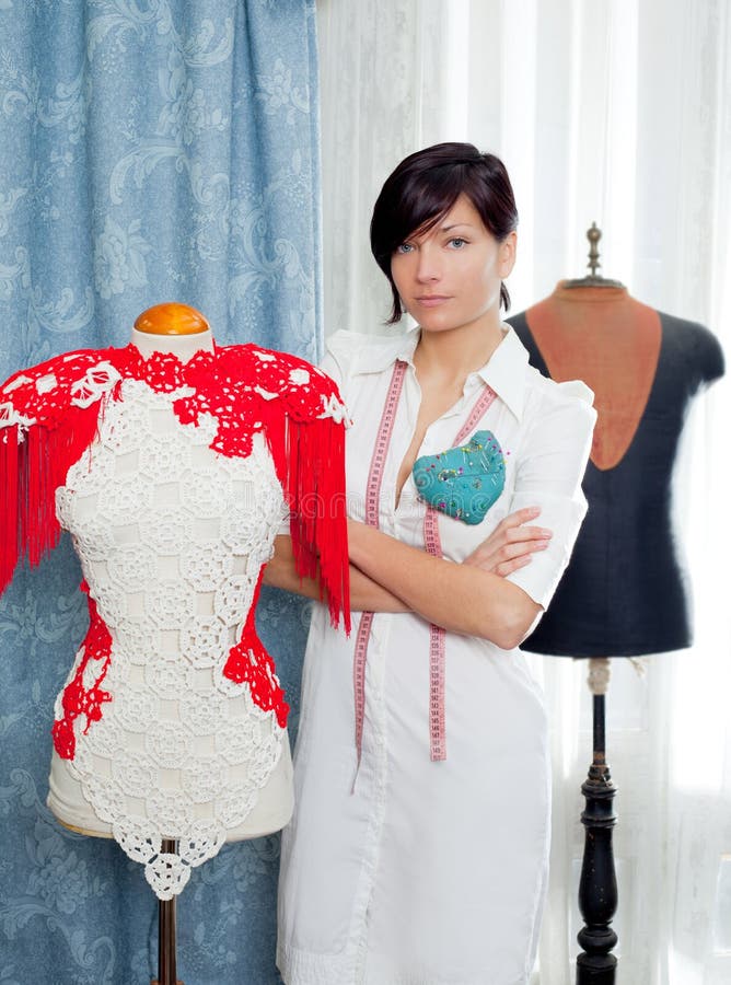 Dressmaker with Mannequin Working at Home Stock Image - Image of bust ...