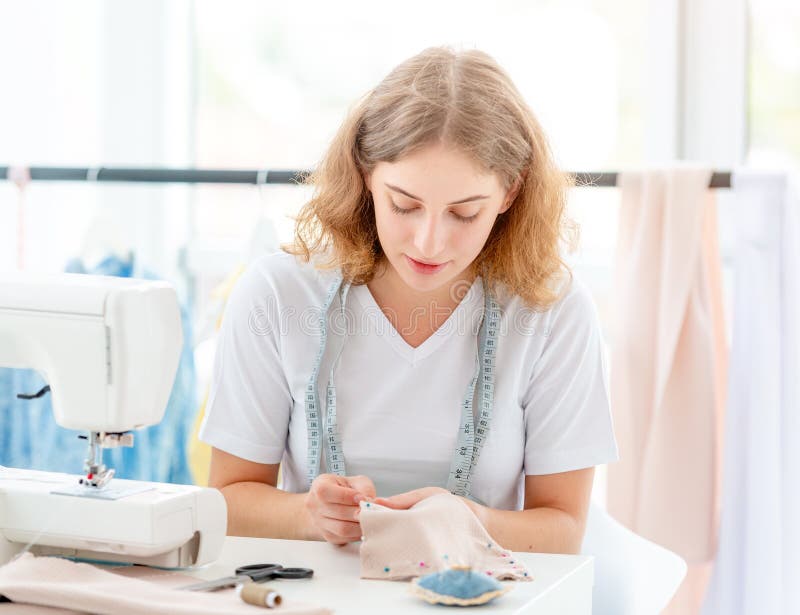 Dressmaker Sewing New Design by Hands Stock Image - Image of industry ...