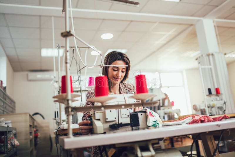 Woman Working with Sewing Machine Stock Image - Image of people, modern ...