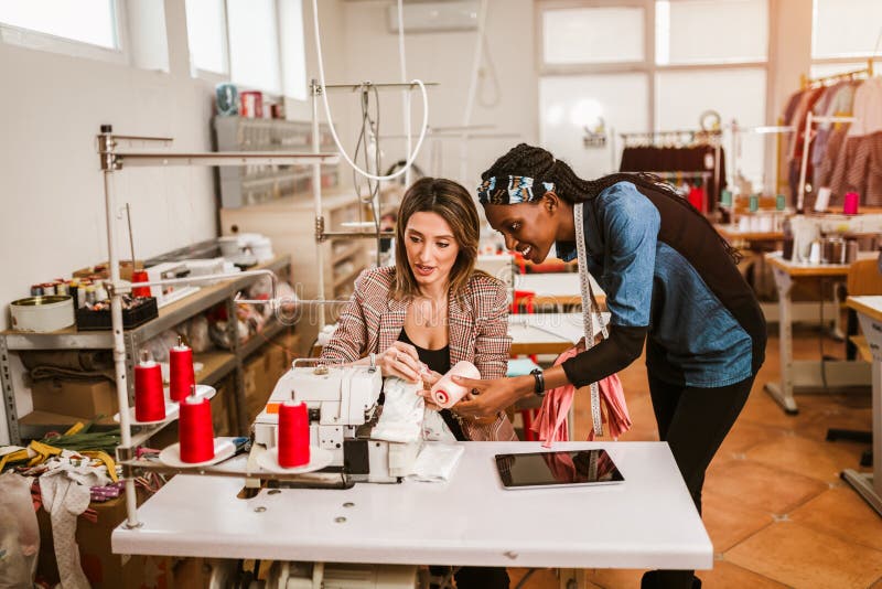 Woman Working with Sewing Machine Stock Photo - Image of factory ...