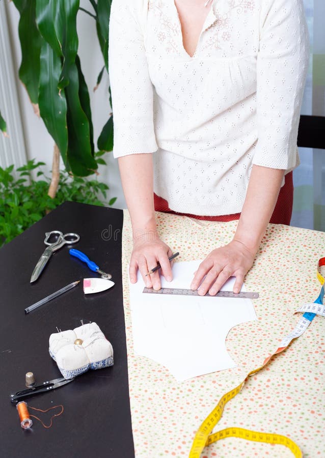 Dressmaker at Work, Building Patterns, Hands, Modeling, Measuring ...