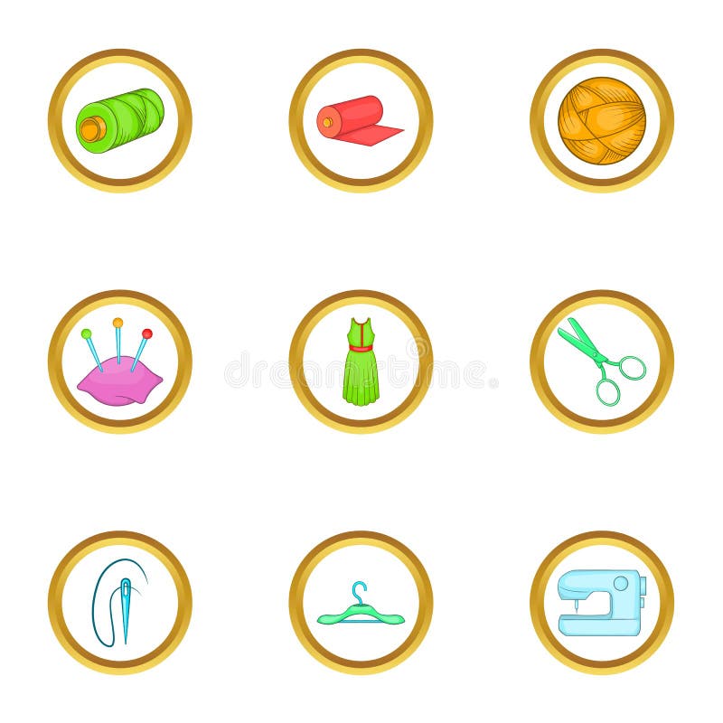 Dressmaking Icons Set, Cartoon Style Stock Vector - Illustration of ...