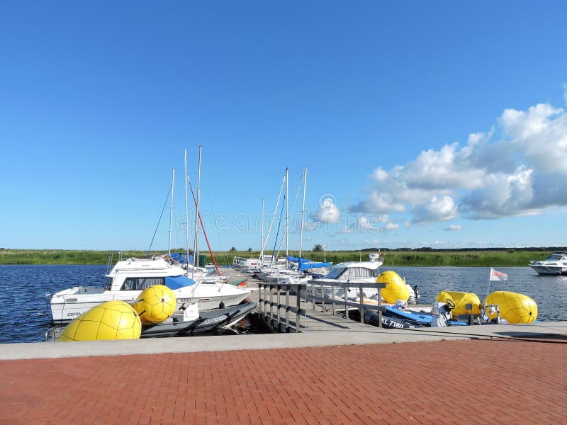 Dreverna Town Marina, Lithuania Editorial Stock Photo - Image of cloudy ...