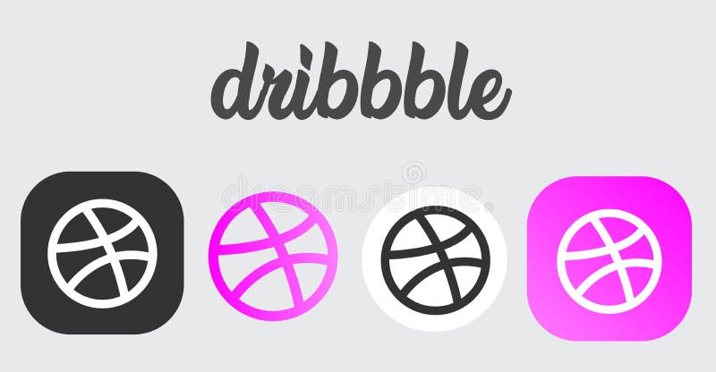 Dribbble Flat Icon Design Website Dribble Button of Social Media Logos ...
