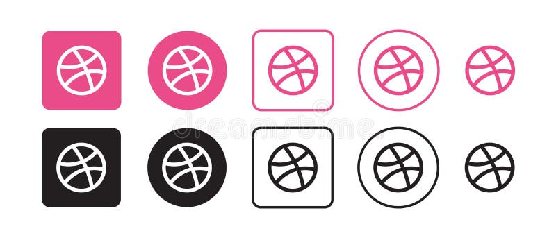 Dribbble Vector Logo Icon Set. Vector Illustration Editorial ...