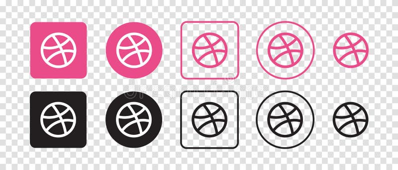 Dribbble Vector Logo Icon Set. Vector Illustration Editorial Image ...