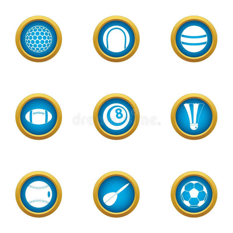 Dribble Icons Set, Flat Style Stock Vector - Illustration of action ...