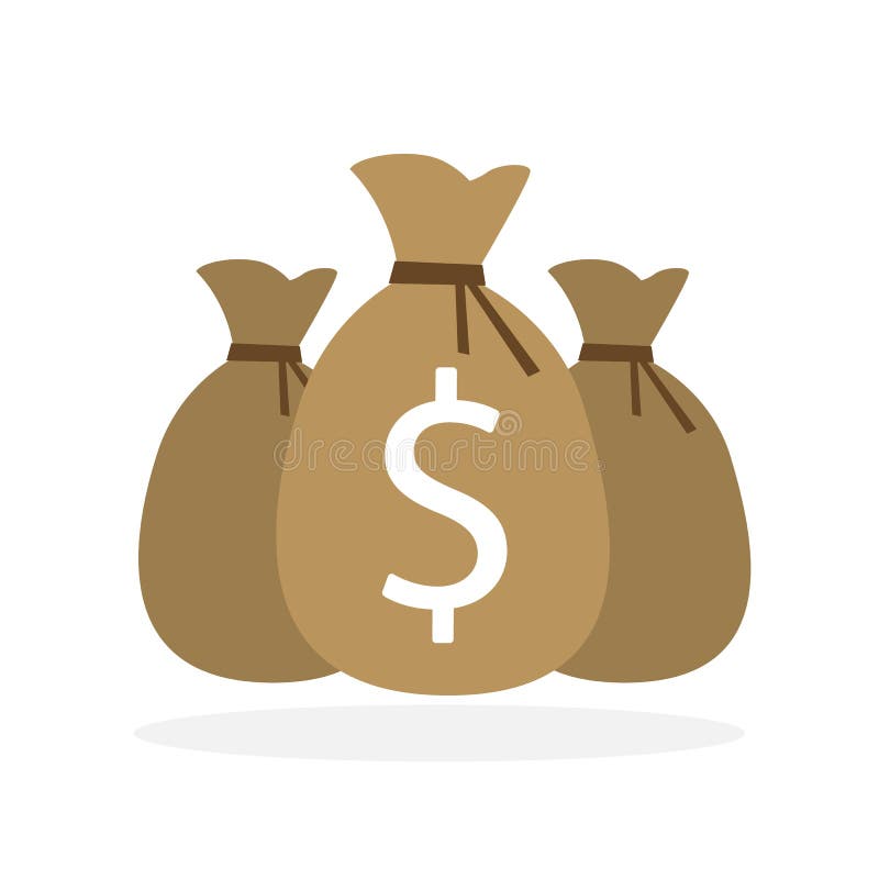 Drie geldzakken op wit vector illustratie. Illustration of geld - 71897551