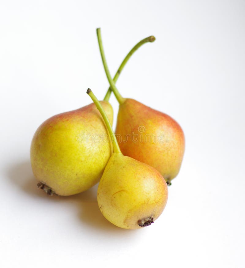 Drie Rijpe Peren Op Witte Achtergrond Stock Afbeelding - Afbeelding ...
