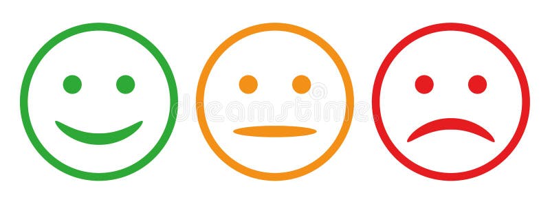 Drie smilies - vector stock illustratie. Illustration of neutraal ...
