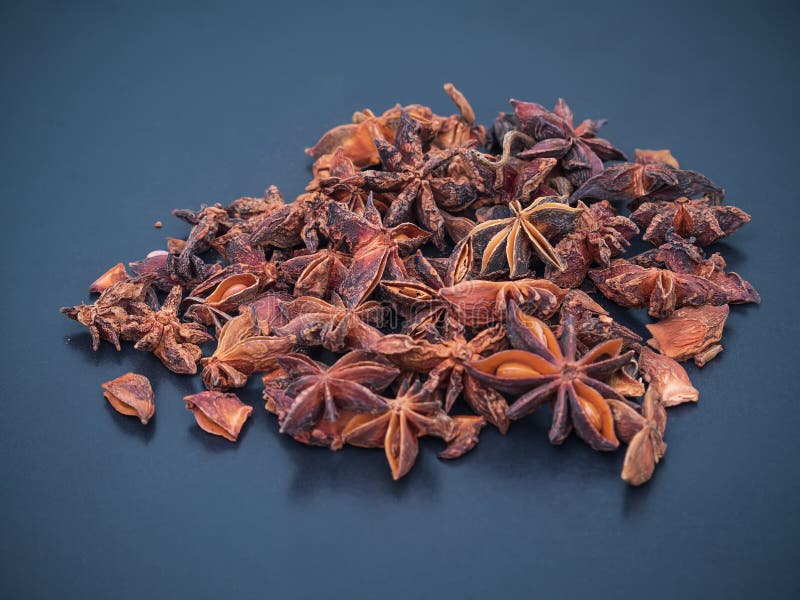 Dried Anise Stars on a Dark Gray Background. Close-up Stock Image ...