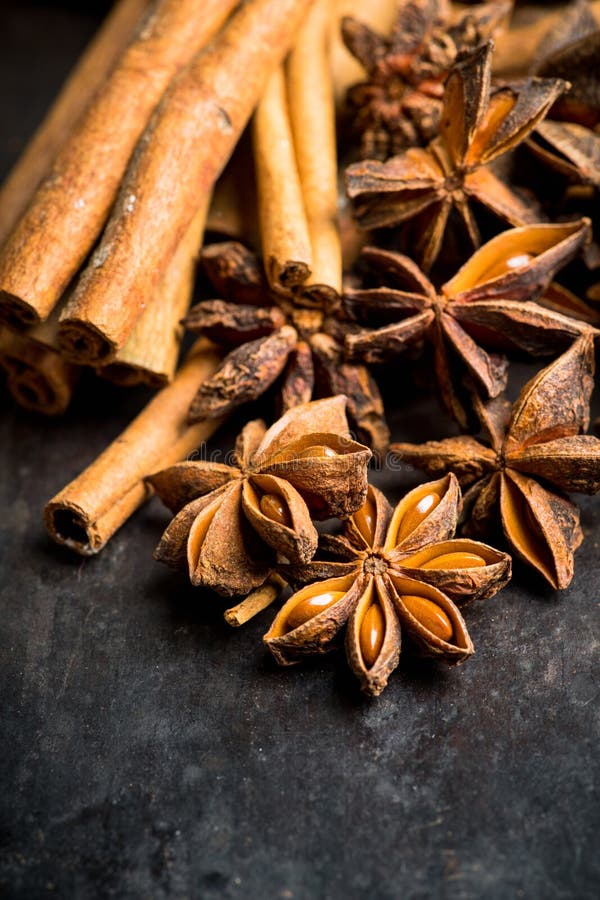 Dried Anise Stars on the Rustic Background Stock Photo - Image of ...