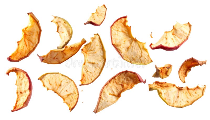 Dried Apple Slices Floating on Transparent Background Stock Photo ...
