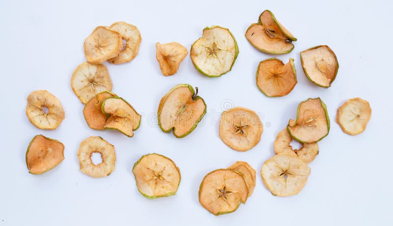 Dried Apple Slices on White Background Stock Image - Image of ripe ...