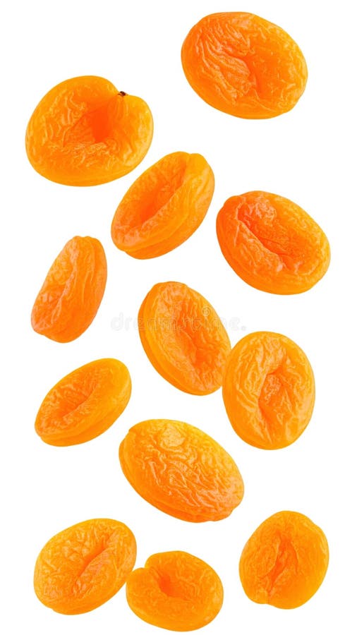 Dried Apricot Halves Falling on Transparent Background Stock Image ...