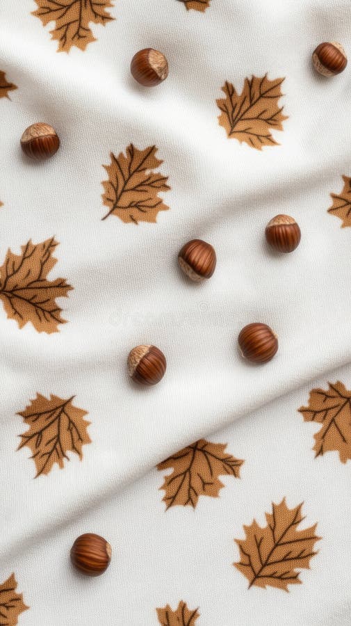 Dried Autumn Leaves and Various Nuts are Artistically Scattered on a ...