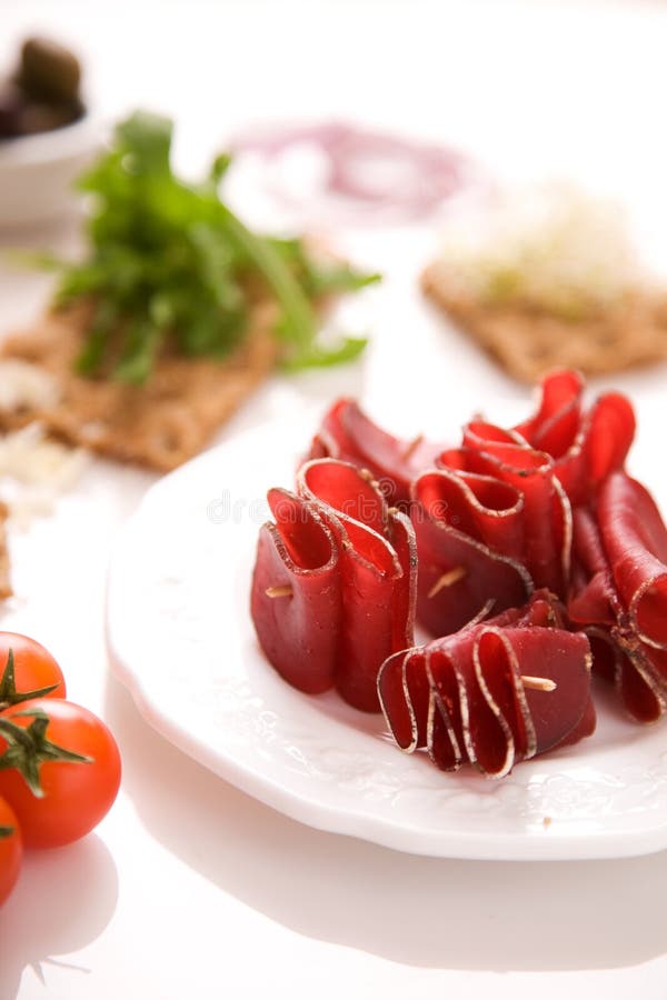 Dried beef meat stock image. Image of beef, bread, portion - 16719859